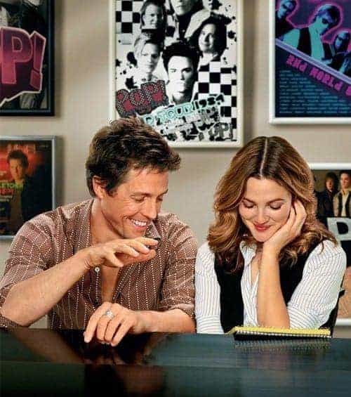 Hugh Grant and Drew Barrymore at Faust Harrison Pianos